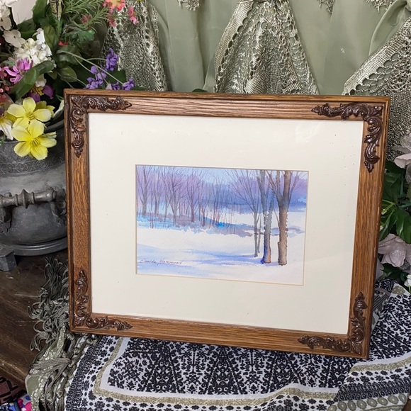 Vintage | Art | Vintage Winter Woodland Watercolor Painting By Oneida ...